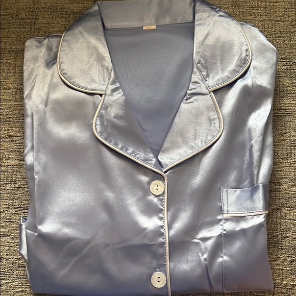 Intimates & Sleepwear | Elegant Blue Satin Pajama Set | Poshmark